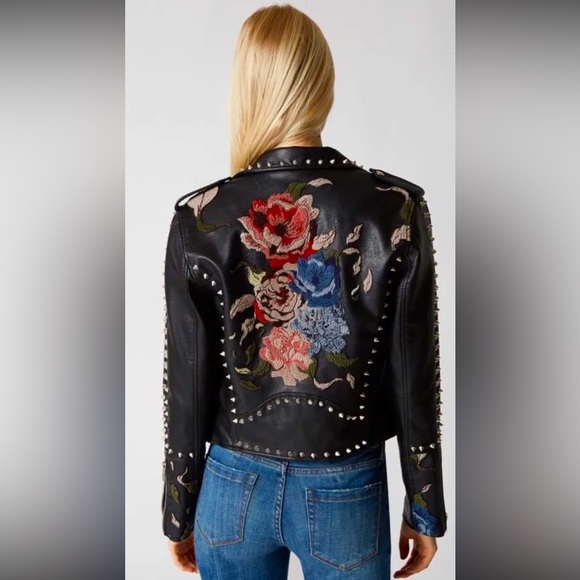 Blank NYC | Jackets & Coats | Blank Nyc Budding Romance Vegan Leather Embroidered Rose Spiked ...